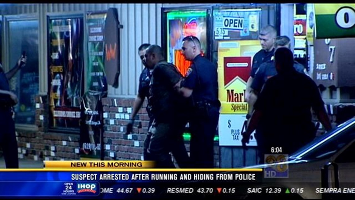Suspect arrested after running and hiding from police | cbs8.com
