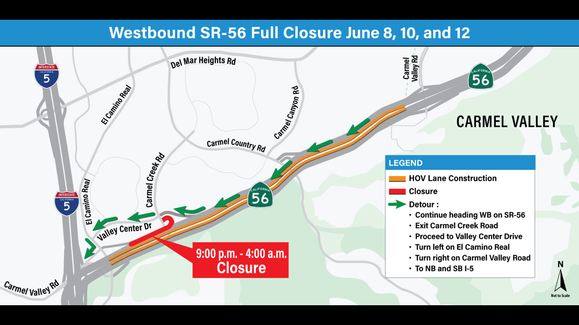 Westbound State Route 56 closures begin Sunday night | cbs8.com