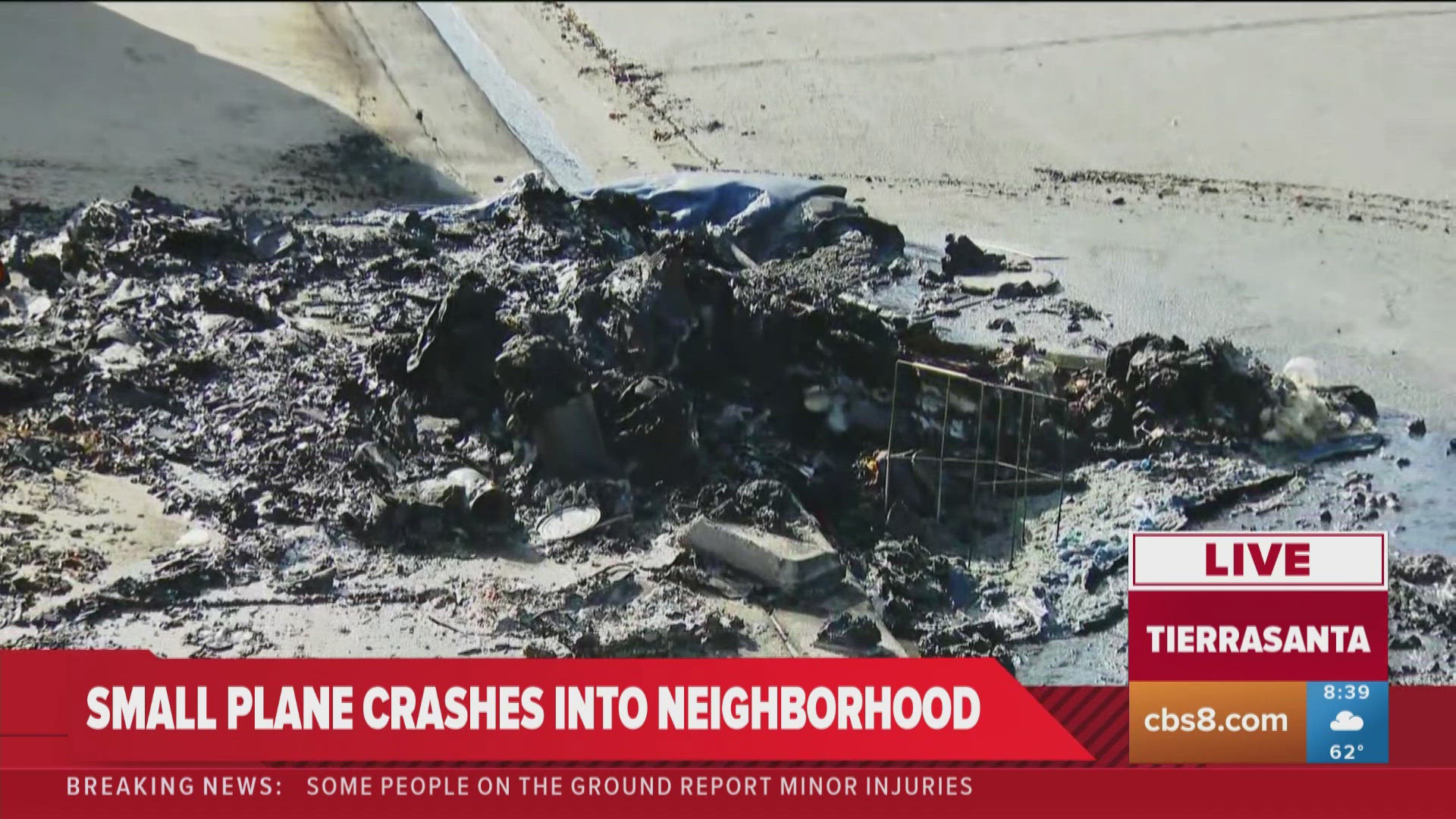 Garbage cans were melted from San Diego plane crash | cbs8.com