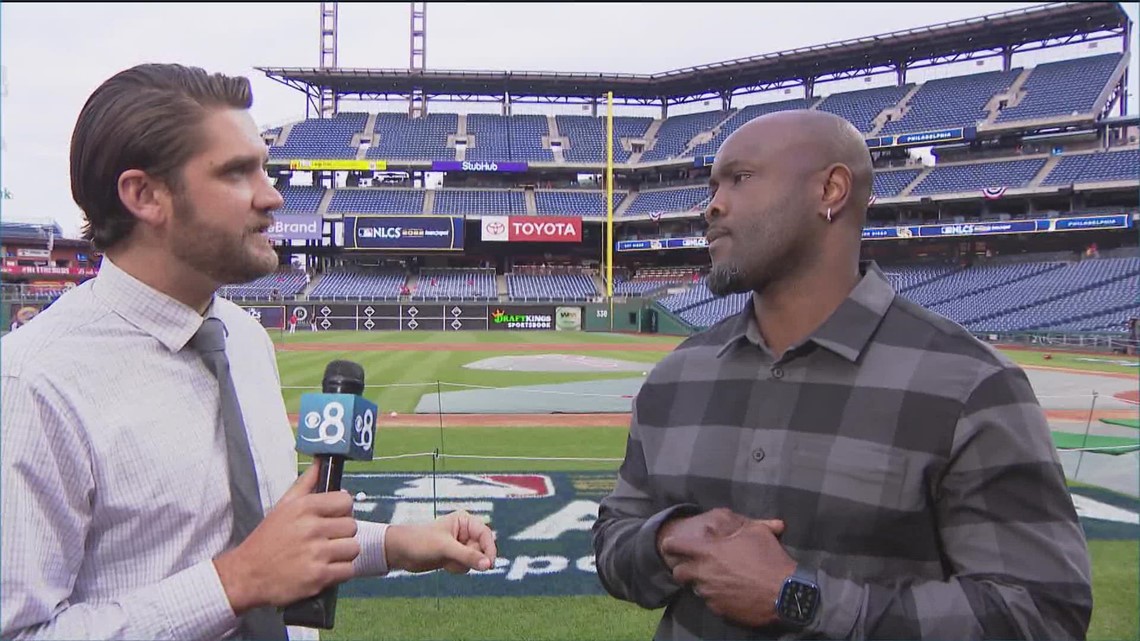 Jake Garegnani chats with Tony Gwynn Jr. ahead of NLCS Game 4 | cbs8.com