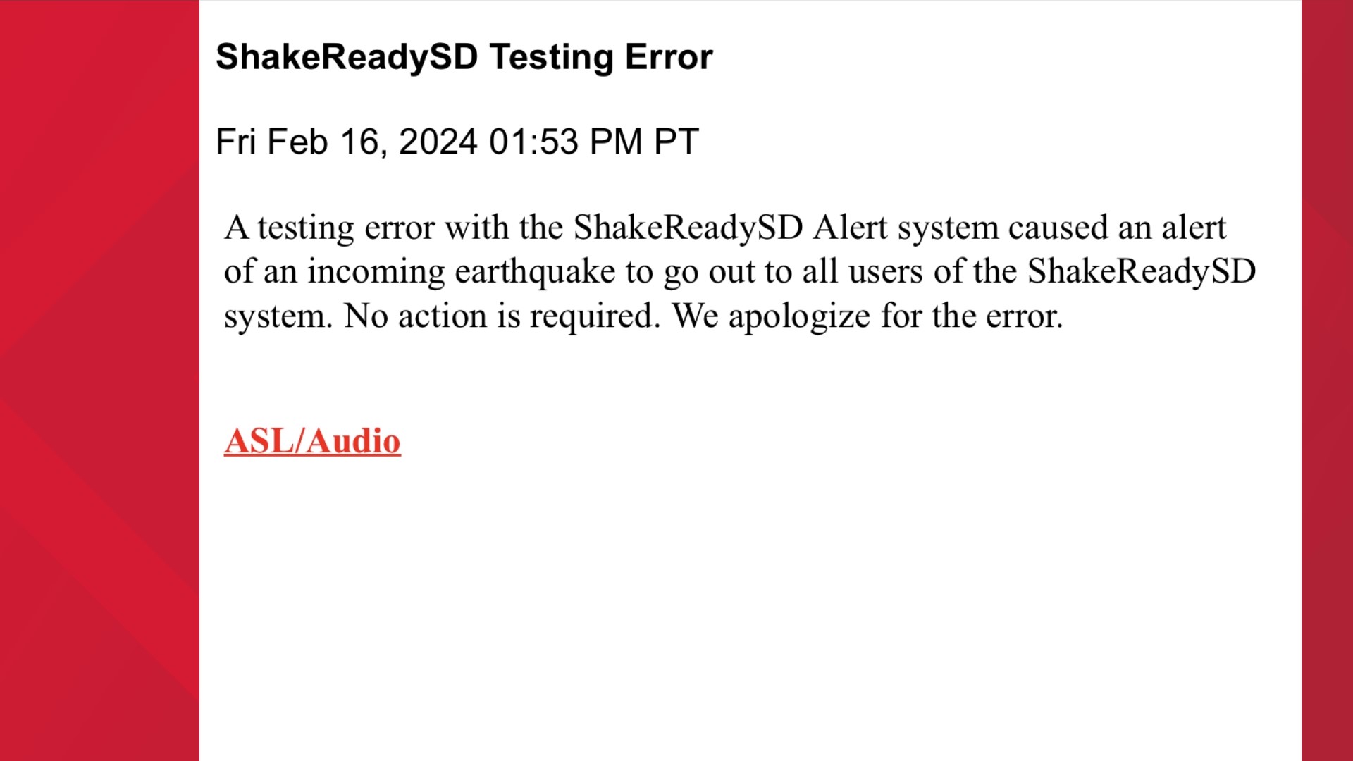 Earthquake alert sent during testing error in San Diego | cbs8.com