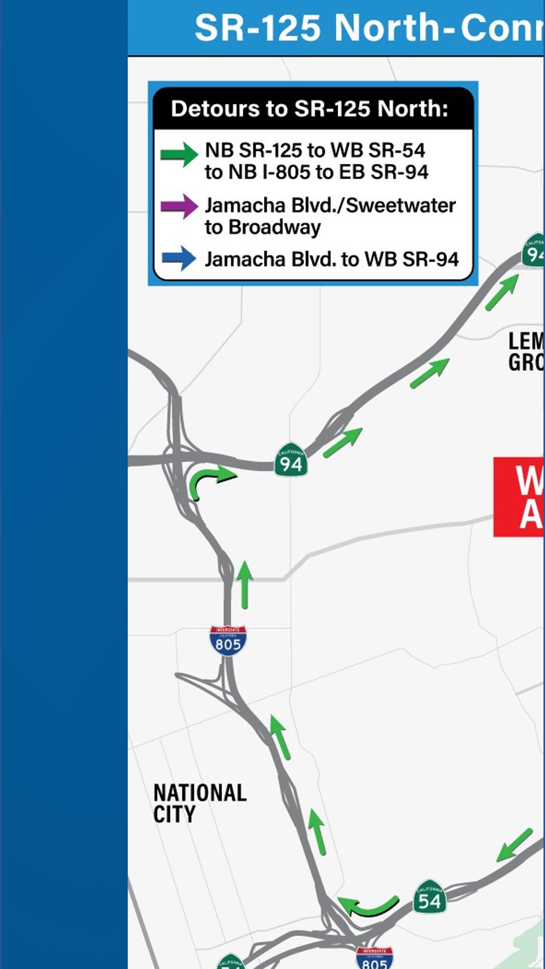 Caltrans closes part of northbound SR-125 for maintenance | cbs8.com
