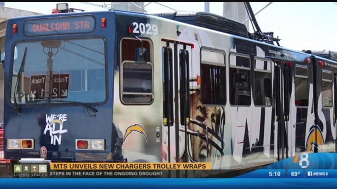 MTS unveils new Chargers trolley wraps | cbs8.com