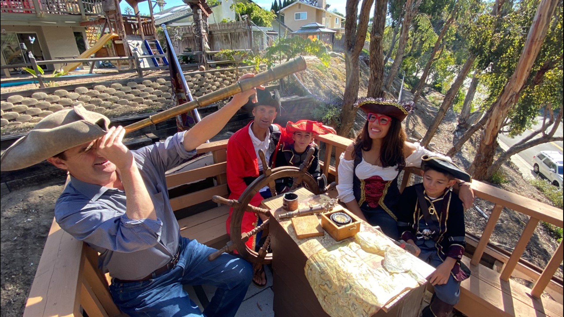 Oceanside father, sons construct a 3-level pirate ship in a tree | cbs8.com