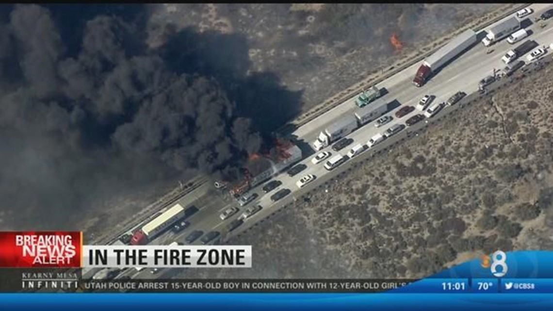 I-15 freeway reopens after wildfire destroys homes, cars near Cajon ...