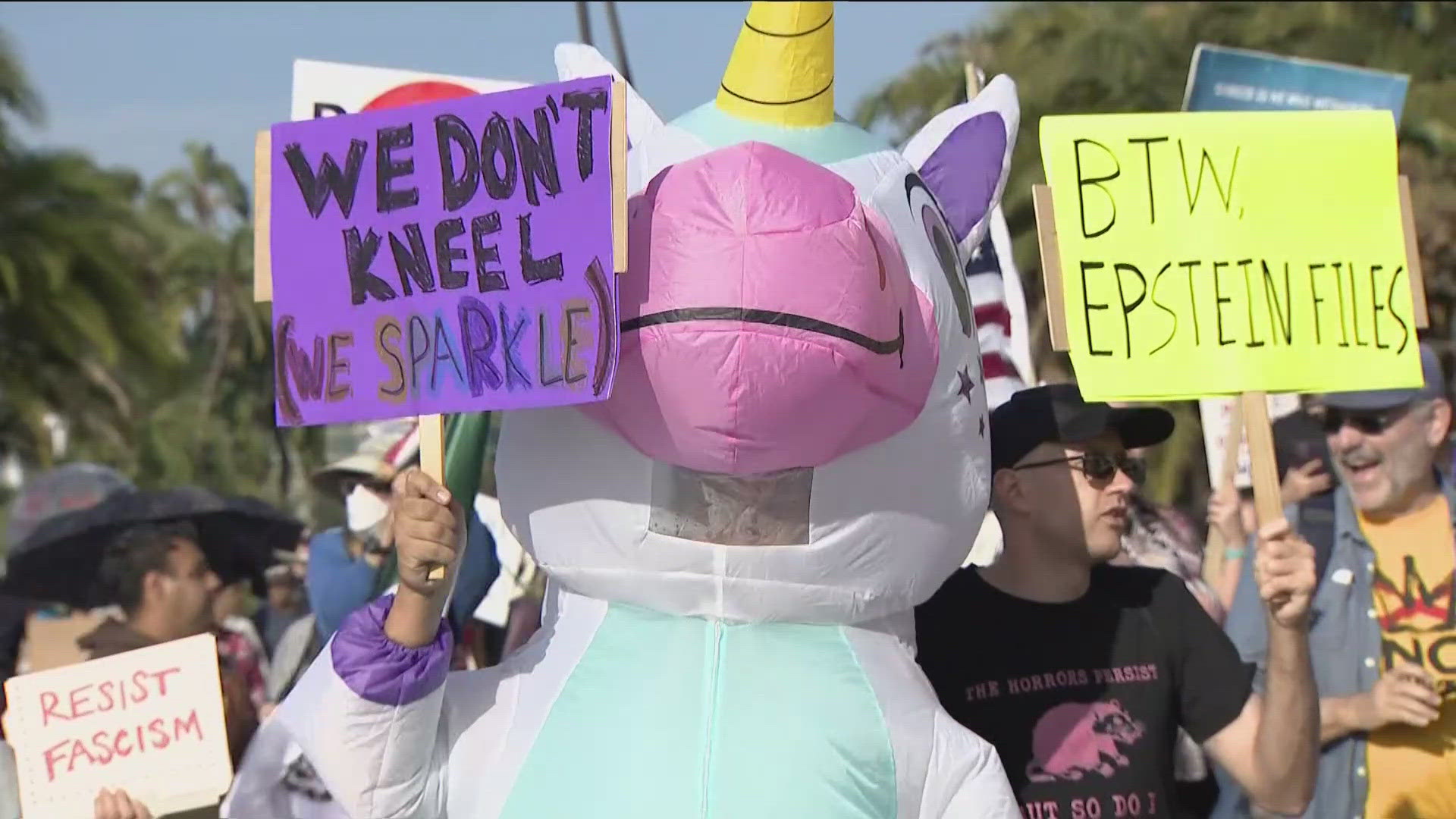San Diego 'Free America Walkout' rallies protest ICE tactics on Trump ...