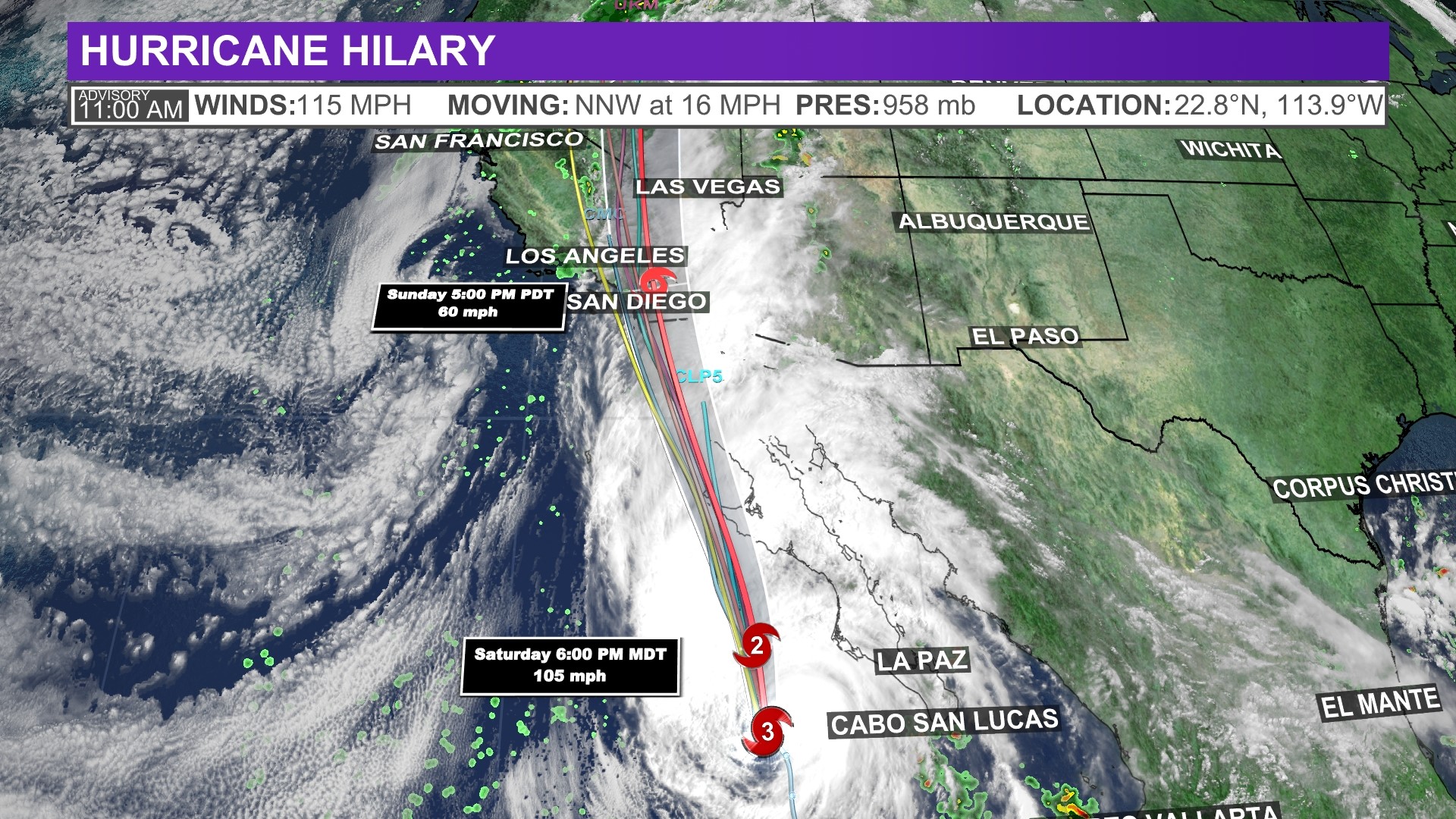 Tracking Hilary: Spaghetti model, Cone of Uncertainty and alerts | cbs8.com