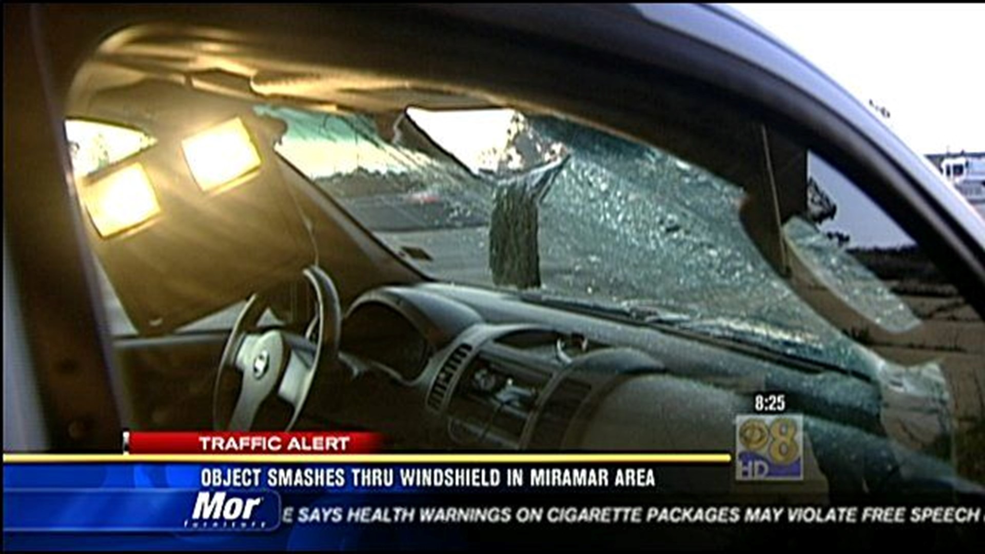 Object smashes through car's windshield in Miramar area | cbs8.com