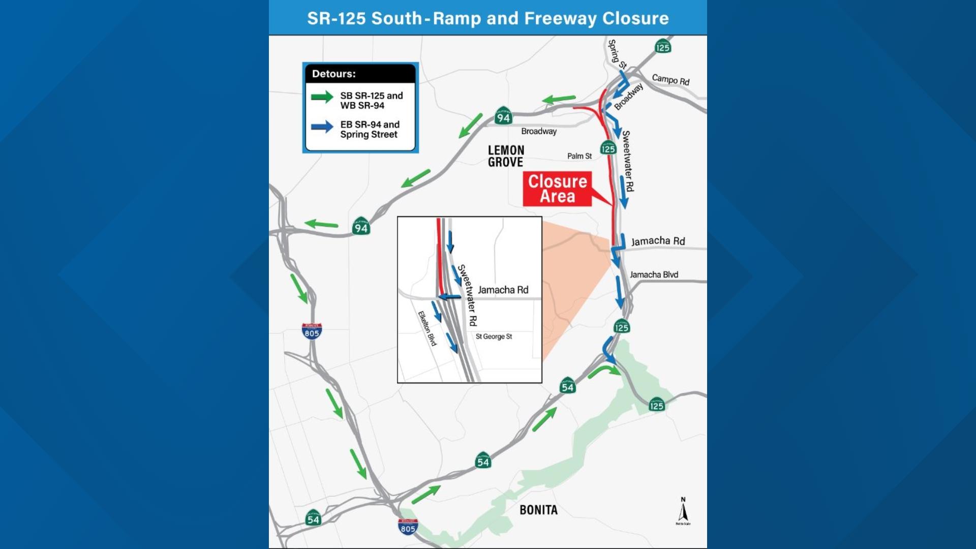Southbound SR-125 closure starting Friday | cbs8.com