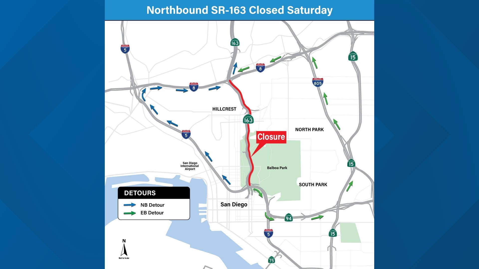 Sr-163 closed Saturday from I-5 to I-8 | cbs8.com