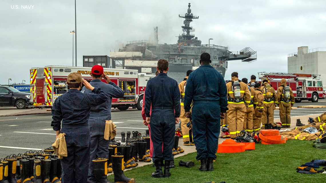 PHOTOS: Fire crews responded to a fire and explosion onboard a Navy ...