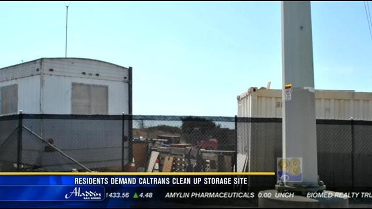 Residents demand Caltrans clean up storage site | cbs8.com