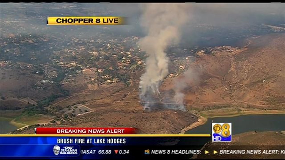Fire crews halt spread of blaze near Lake Hodges | cbs8.com