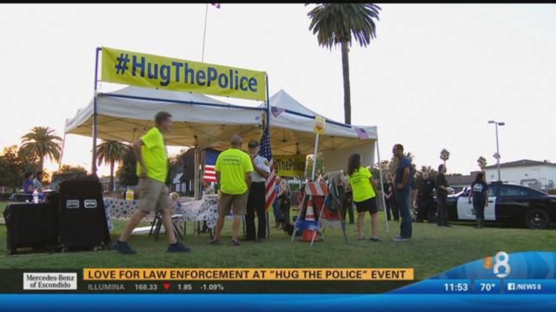 Love for law enforcement at Hug the Police event | cbs8.com