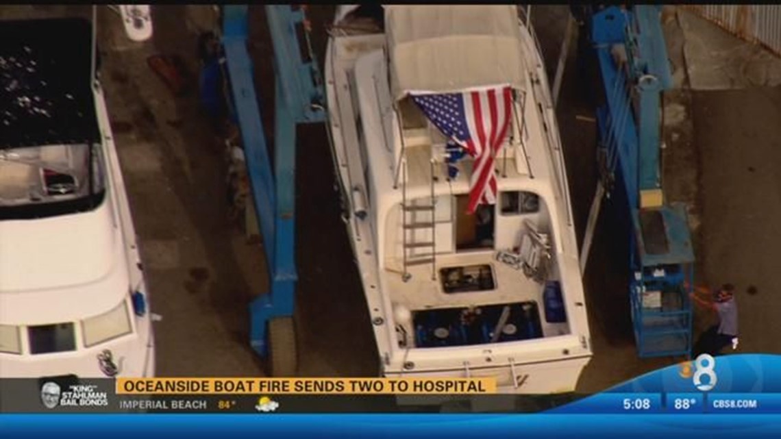 Oceanside boat fire sends two to the hospital | cbs8.com