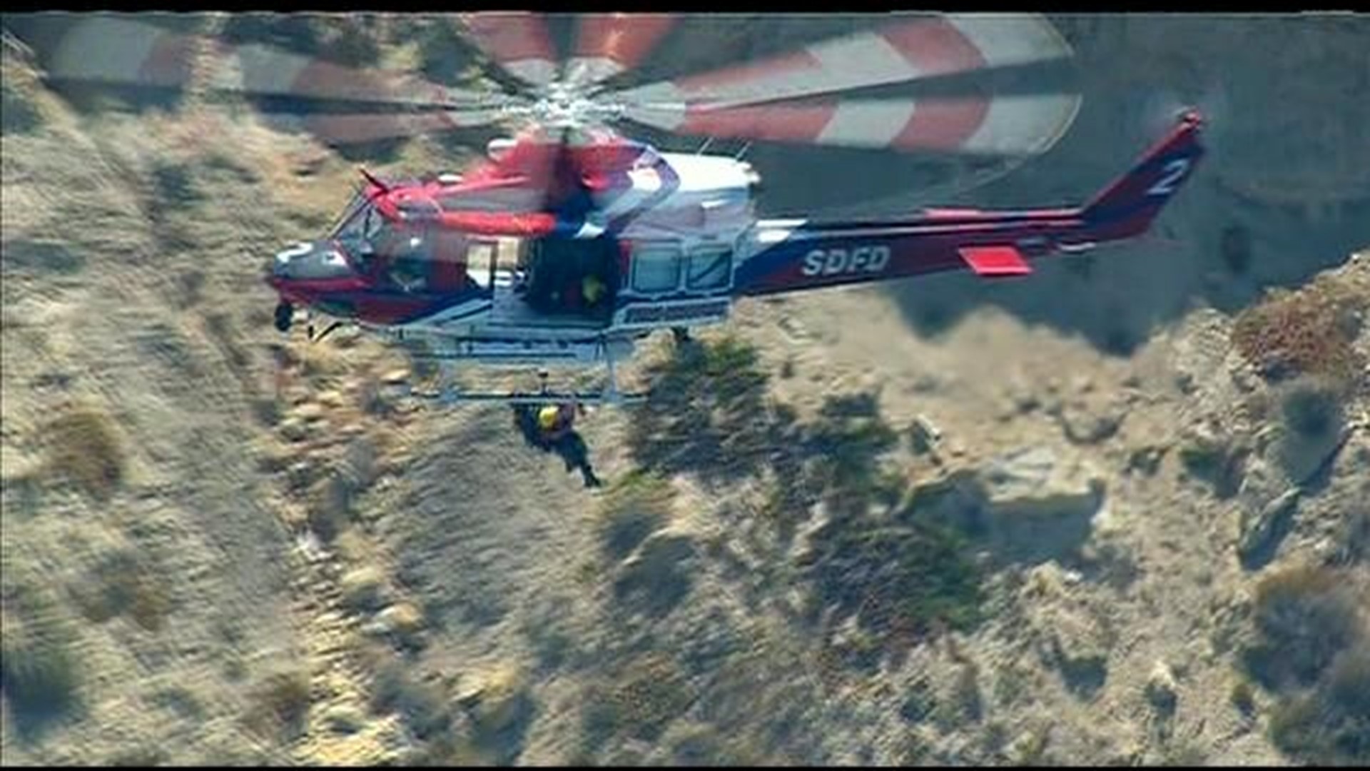 Hiker hospitalized after cliff rescue at Blacks Beach | cbs8.com