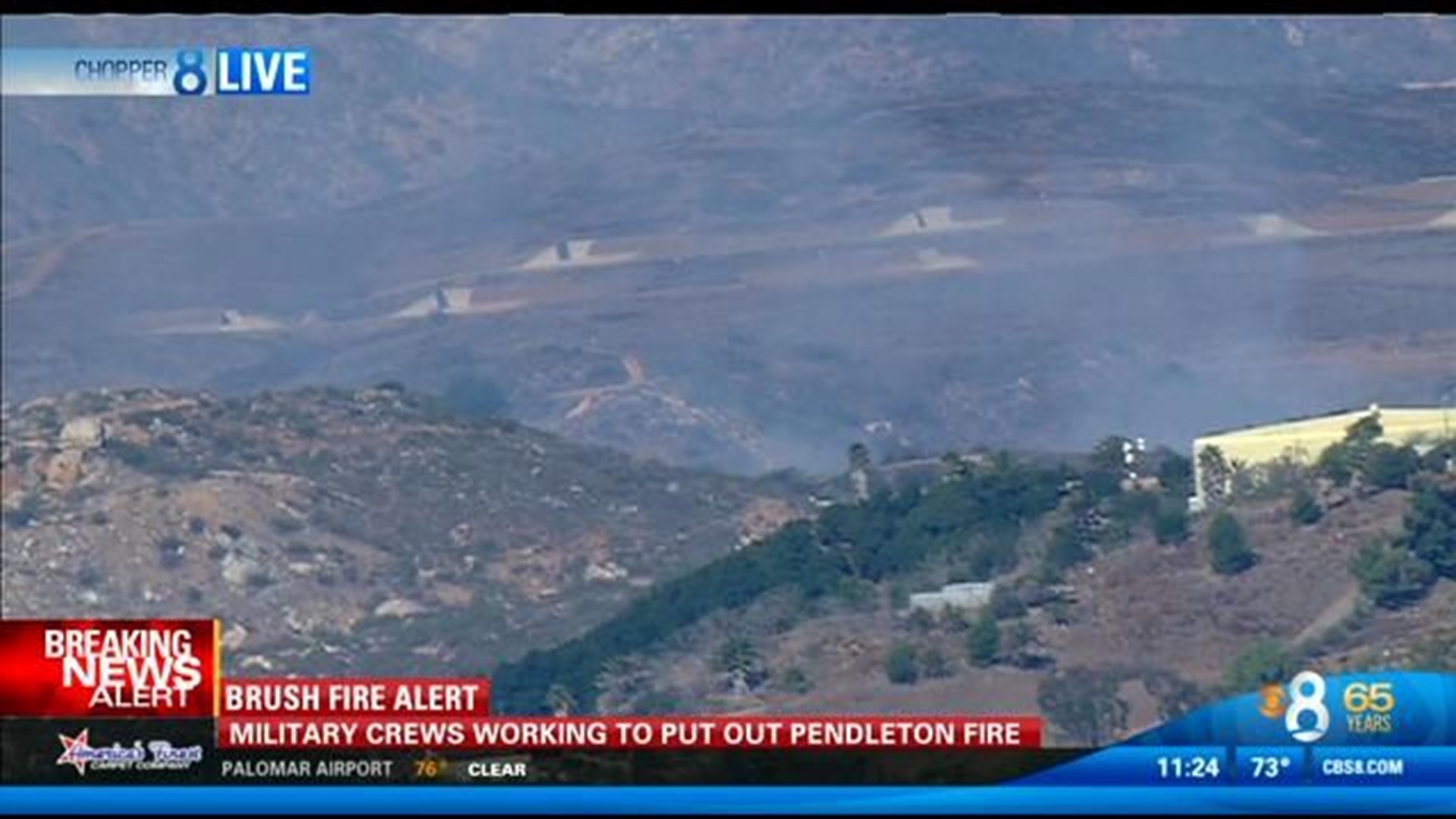 Military crews work to extinguish fire at Camp Pendleton | cbs8.com