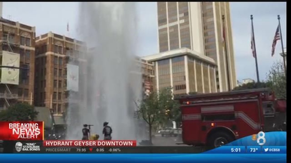 SUV crash breaks fire hydrant downtown | cbs8.com