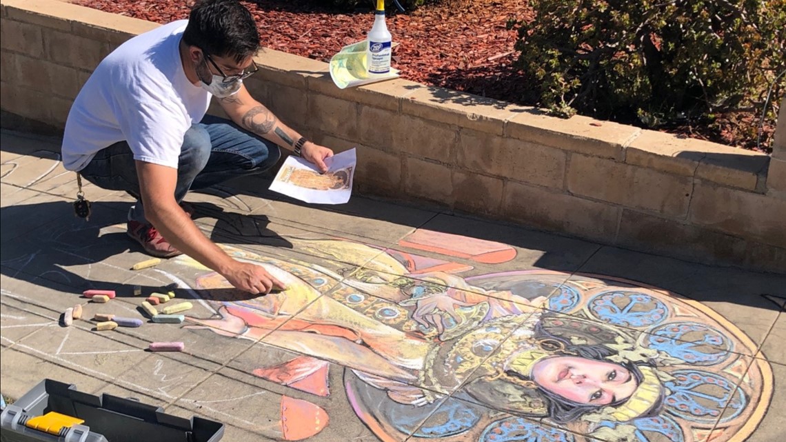 Ocean Beach 'Chalk Dad' turns sidewalk into a canvas | cbs8.com