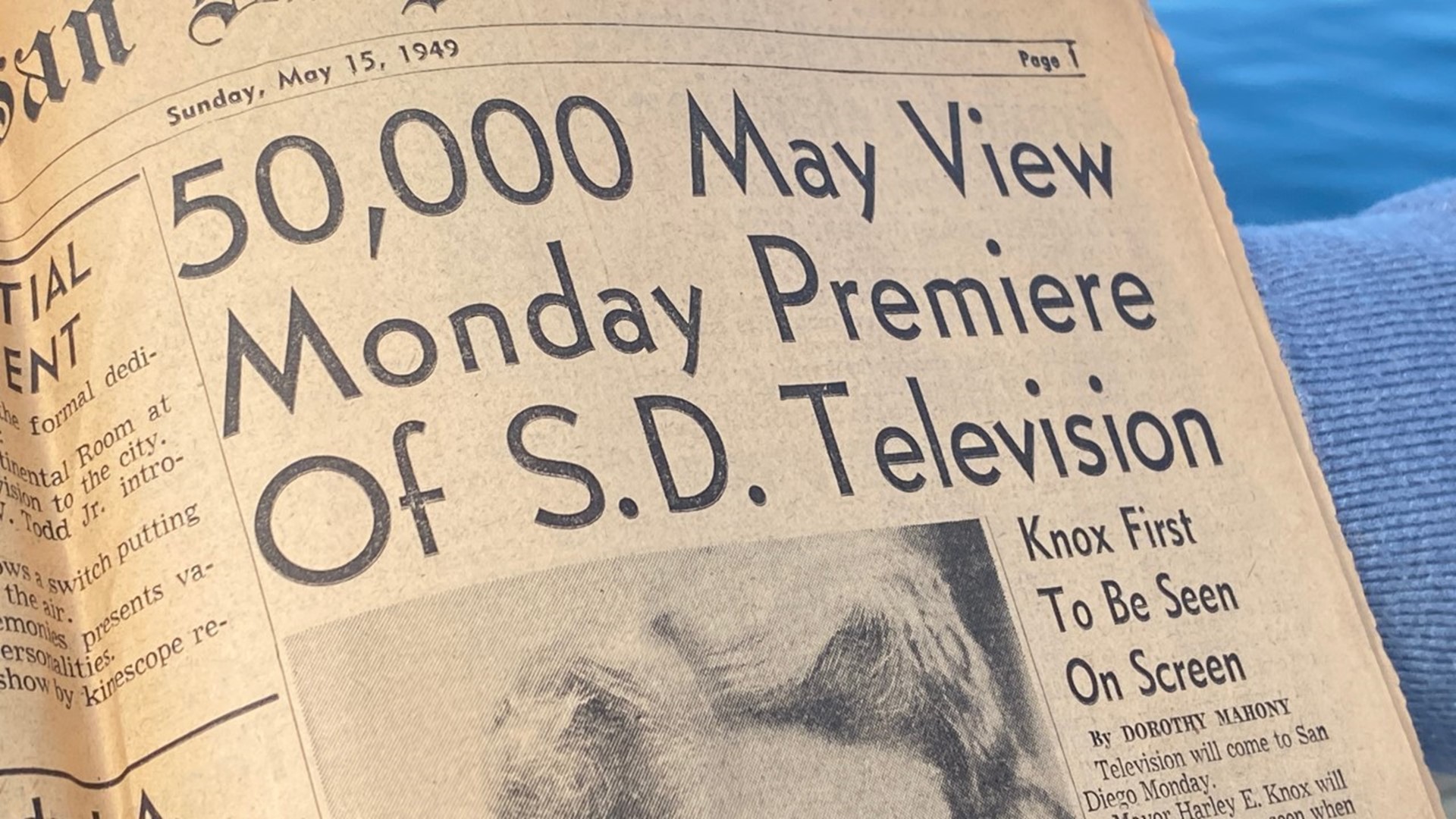 Union Tribune front page May 1949 shows KFMB as first San Diego TV ...