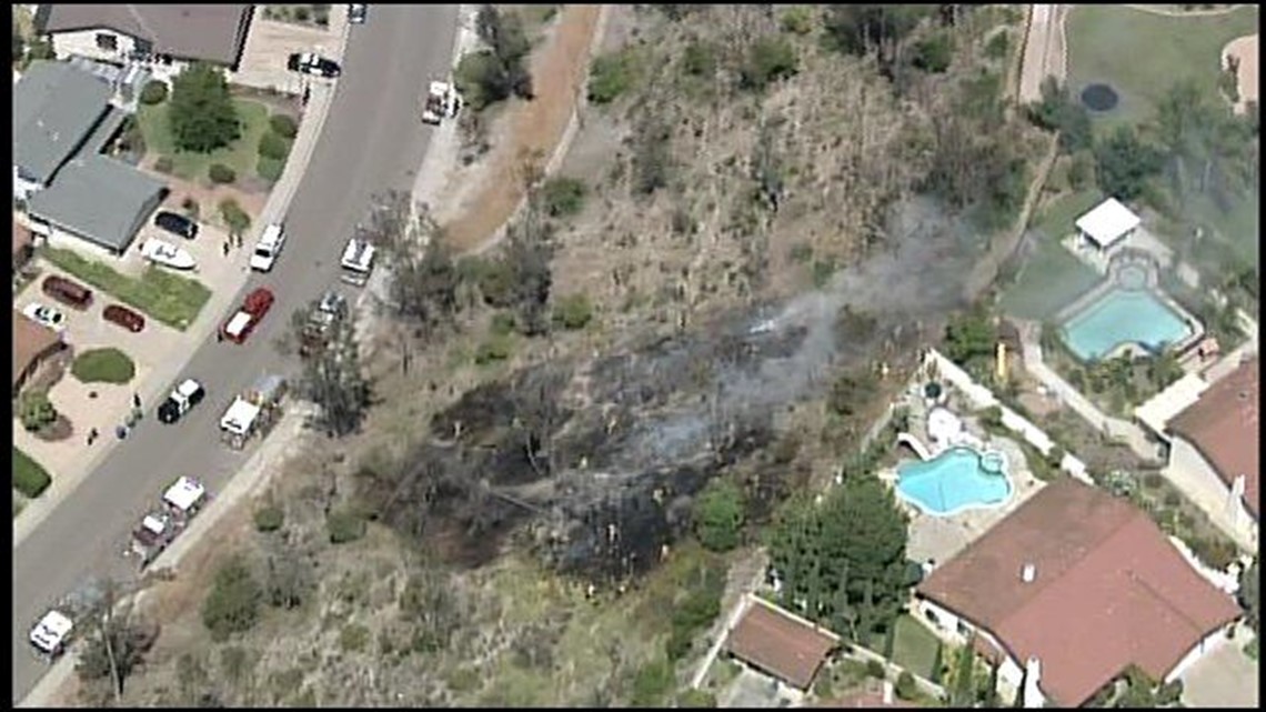 Chopper 8 raw footage: Fire crews battle El Cajon brush fire | cbs8.com