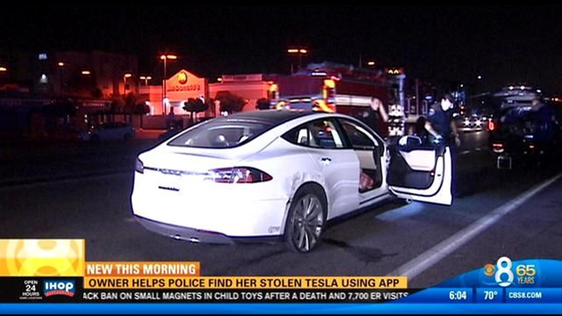 Owner helps police find her stolen Tesla using app | cbs8.com