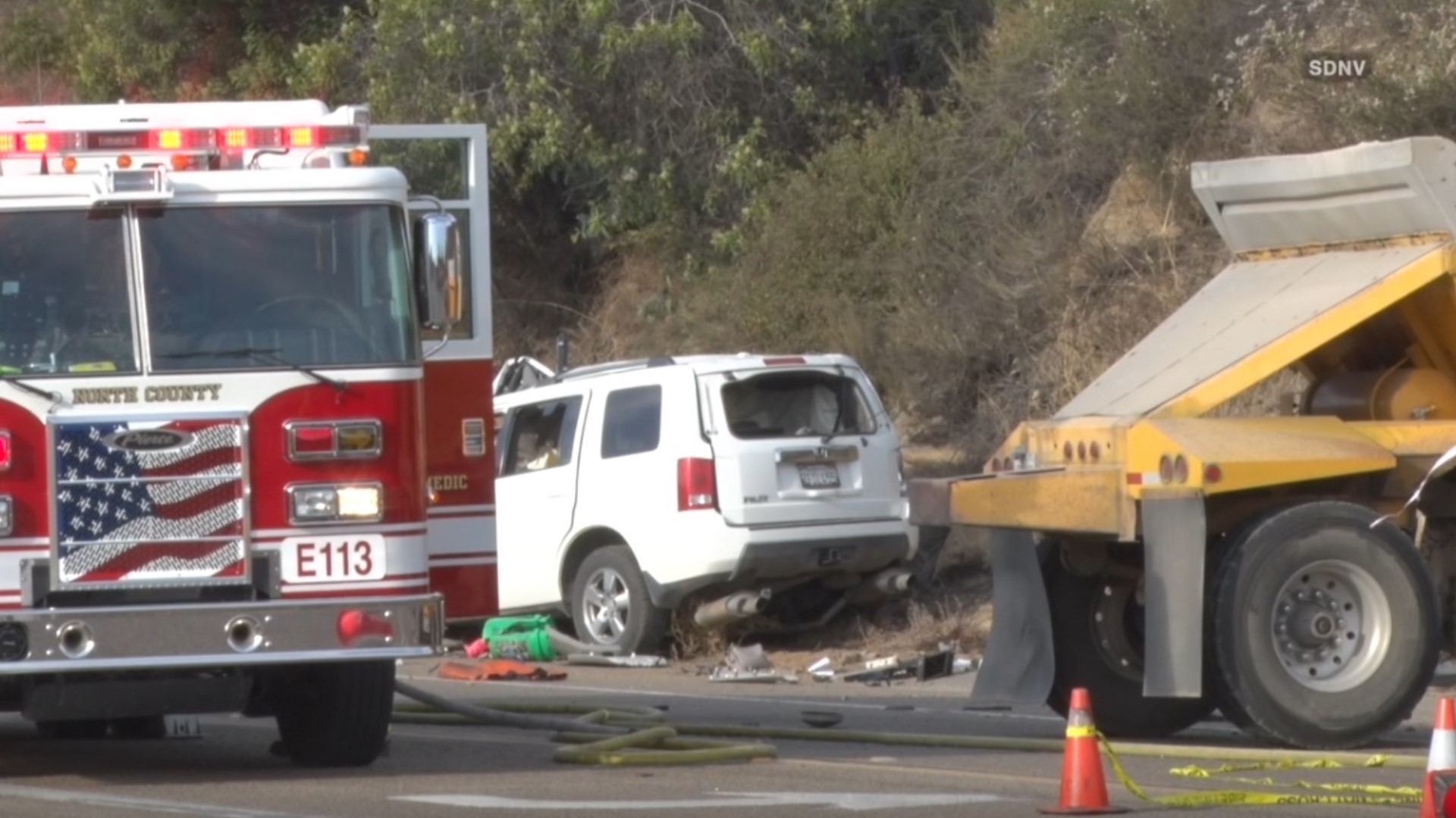 One killed, 3 hurt in big rig-SUV collision in Rainbow | cbs8.com
