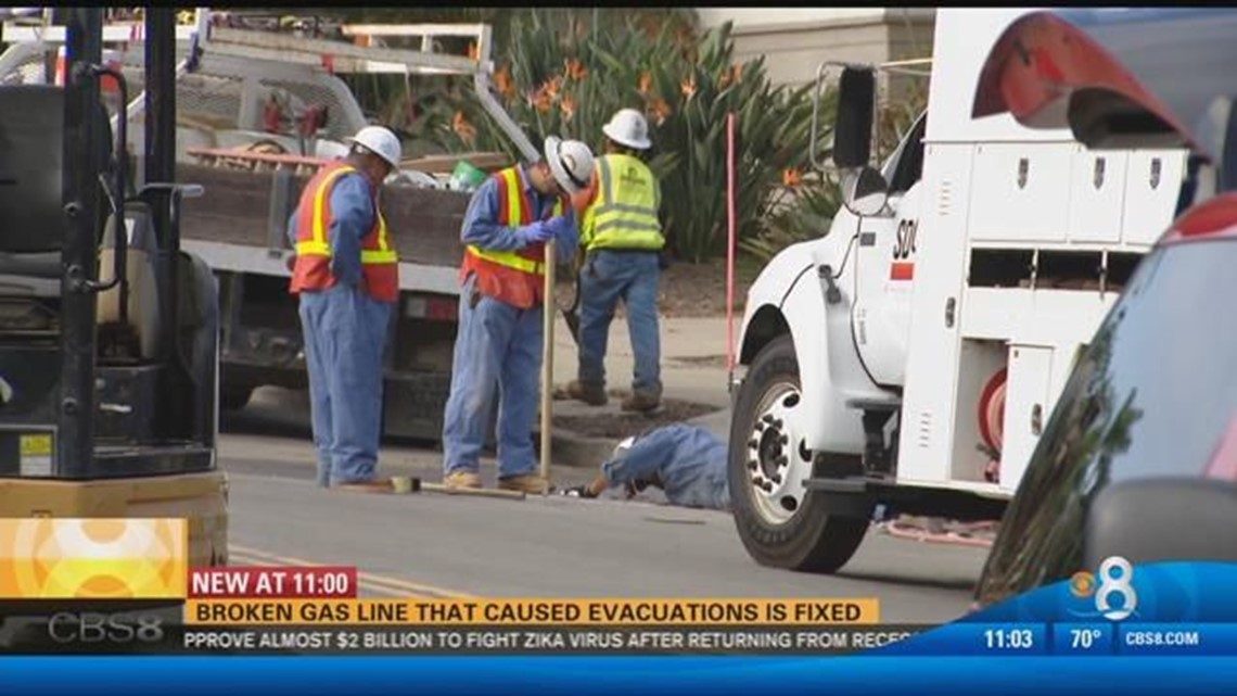 Broken gas line that caused evacuation is fixed | cbs8.com