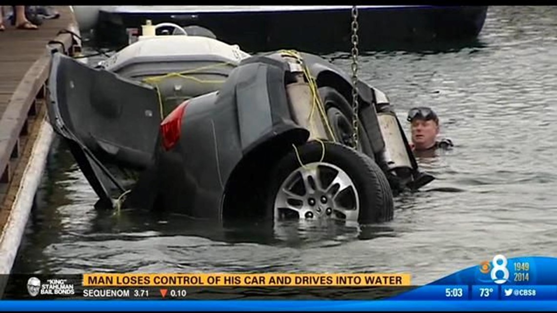 Driver pulled from sinking car after crash | cbs8.com