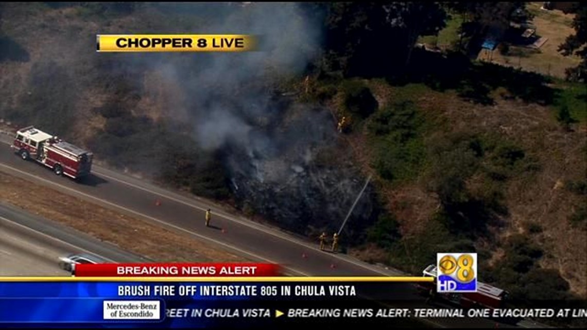 South Bay fire blackens side of freeway | cbs8.com