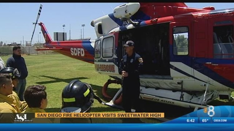 San Diego Fire helicopter visits Sweetwater High | cbs8.com