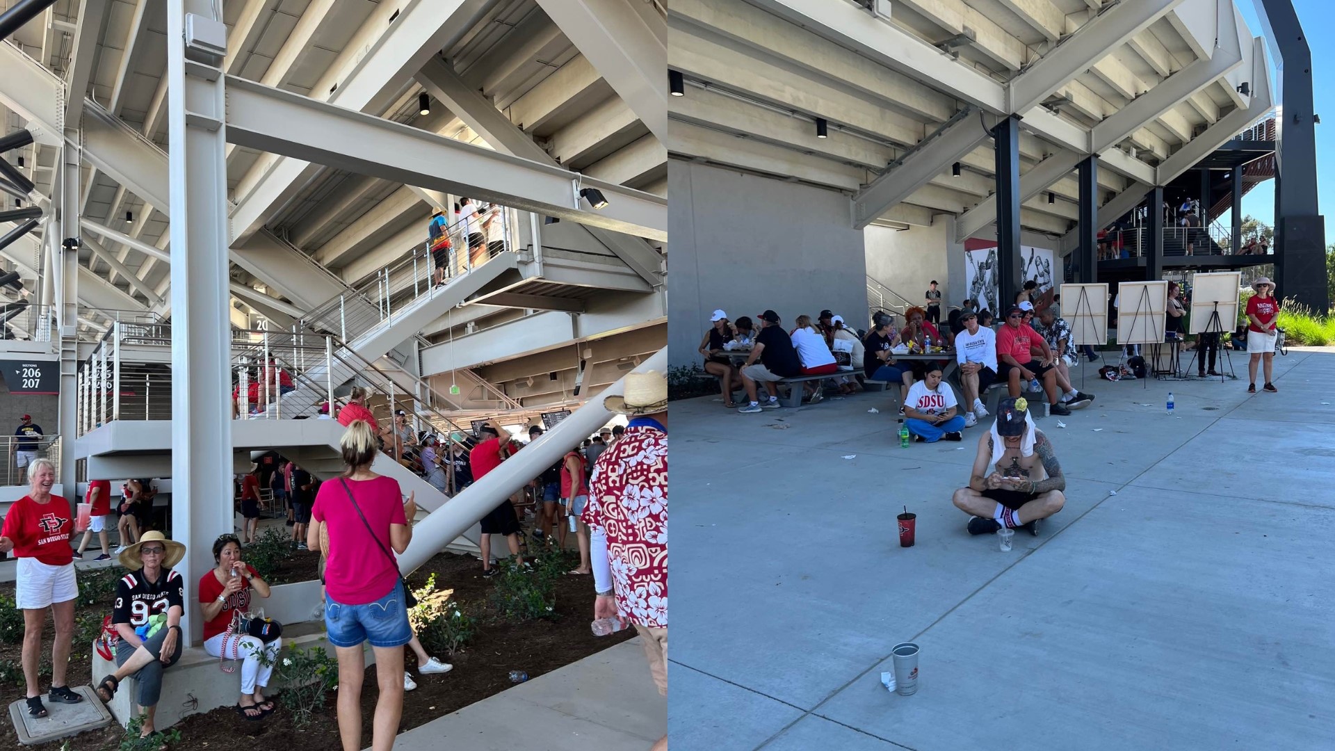 Fans experience extreme heat at Snapdragon Stadium opening day | cbs8.com