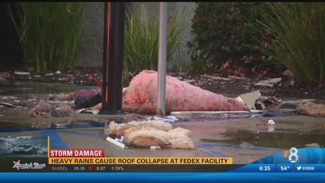 Heavy rains cause roof collapse at FedEx facility | cbs8.com