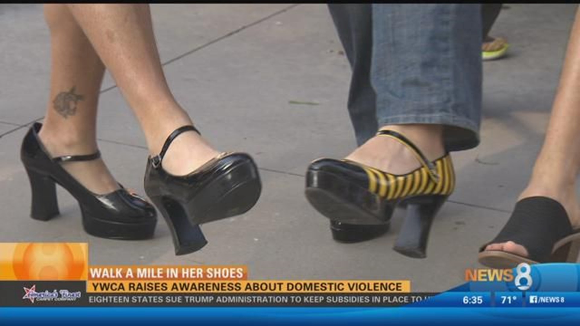 Walk a Mile in Her Shoes: Men strut heels for domestic violence ...