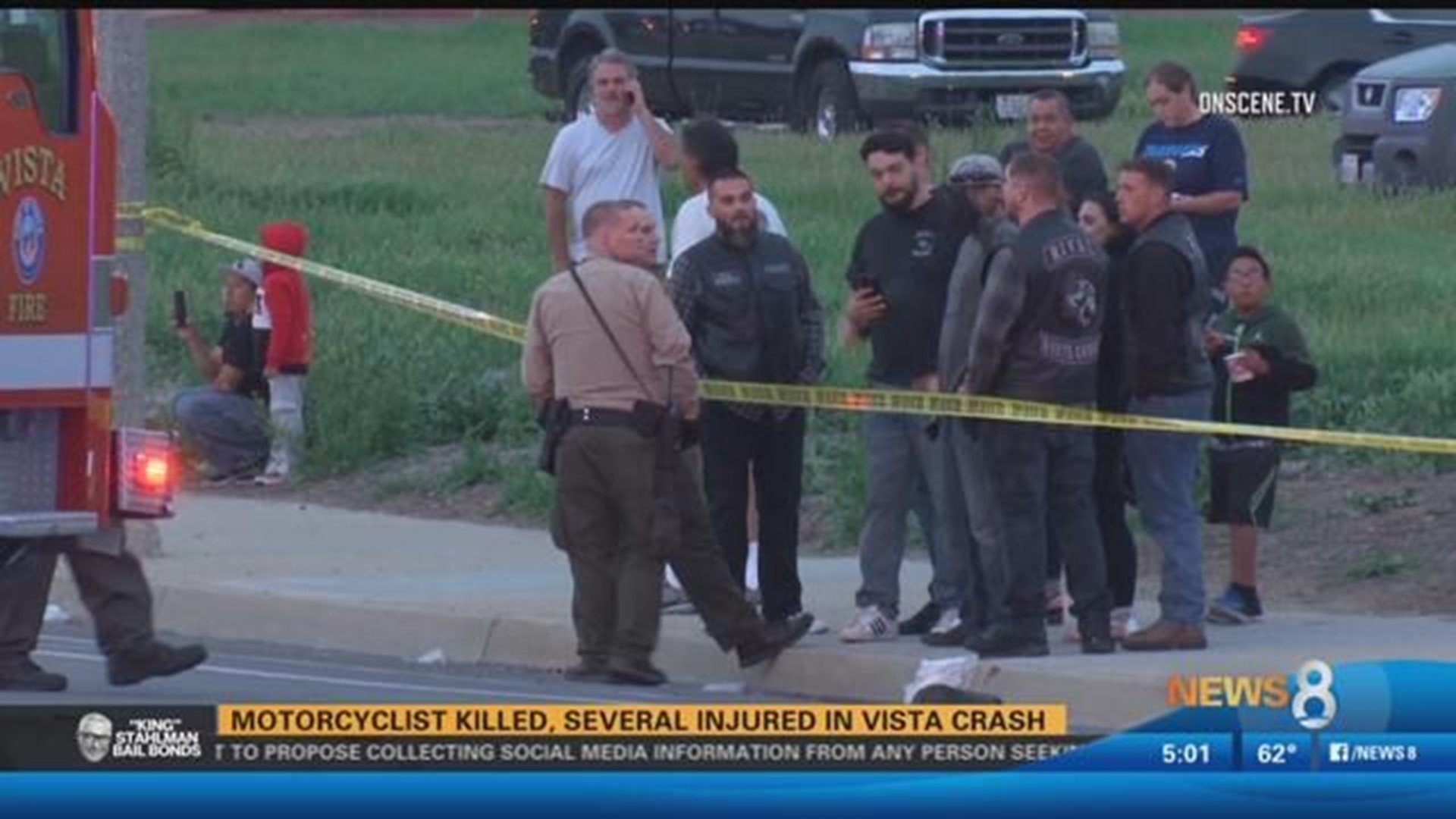 Motorcyclist dies after crash in Vista, 4 others injured | cbs8.com