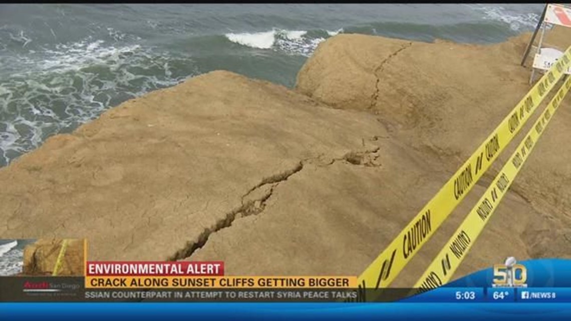 Crack along Sunset Cliffs getting bigger | cbs8.com