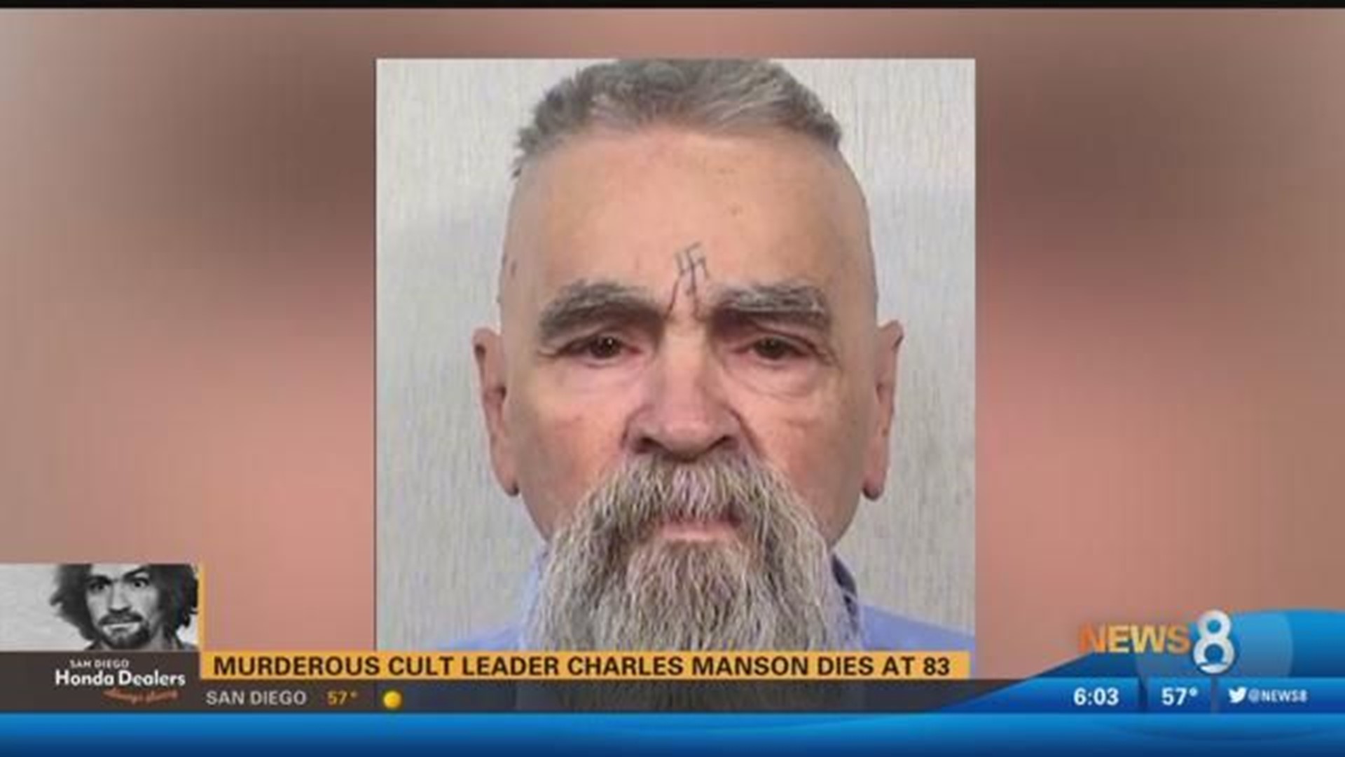Hippie cult leader Charles Manson dies at 83 | cbs8.com