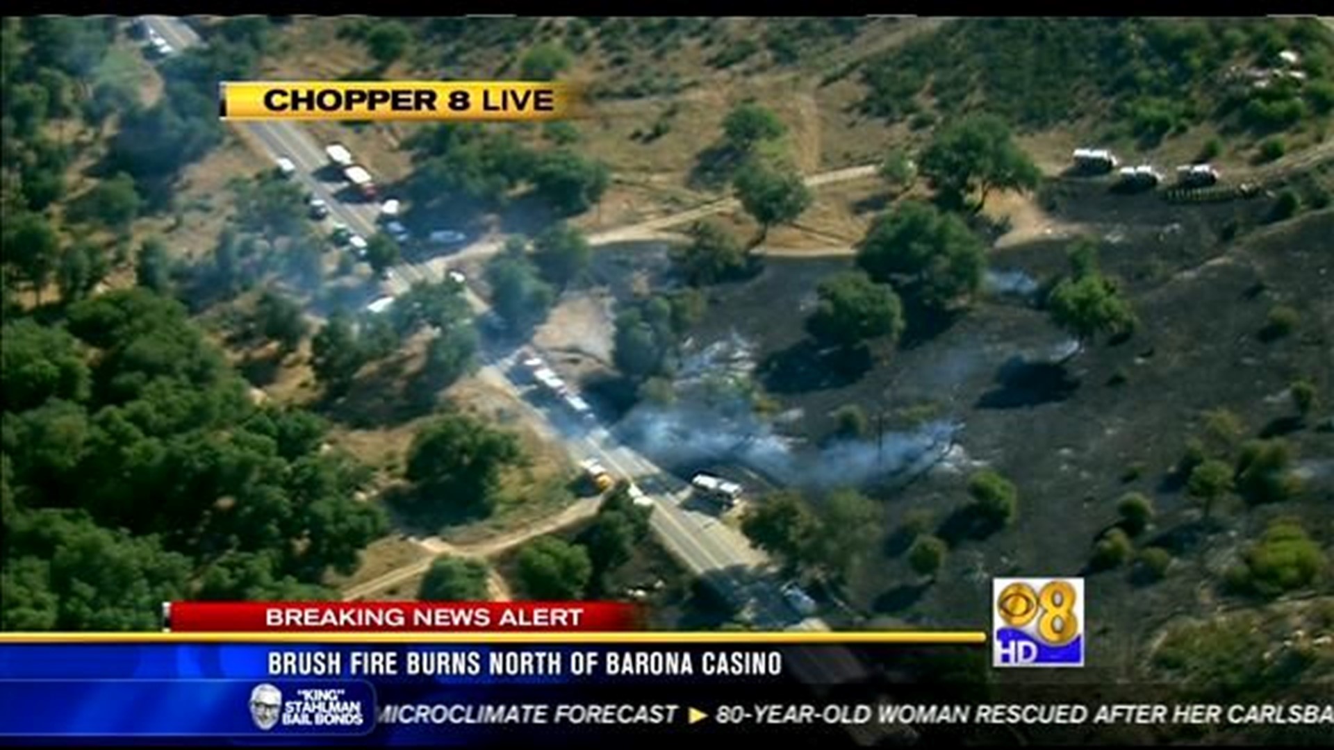 Brush fire burns north of Barona Casino | cbs8.com