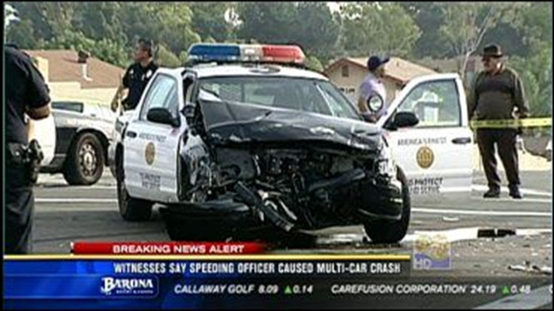 Multi-vehicle crash, after SDPD officer slams into truck | cbs8.com