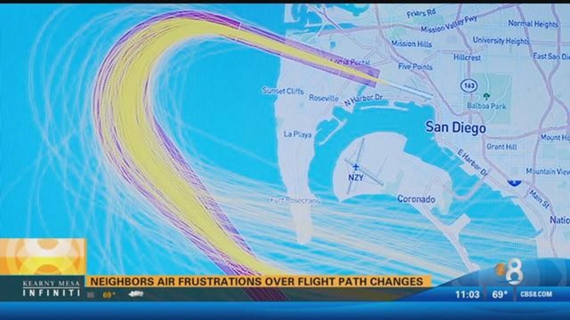 Residents air frustrations over flight path changes | cbs8.com