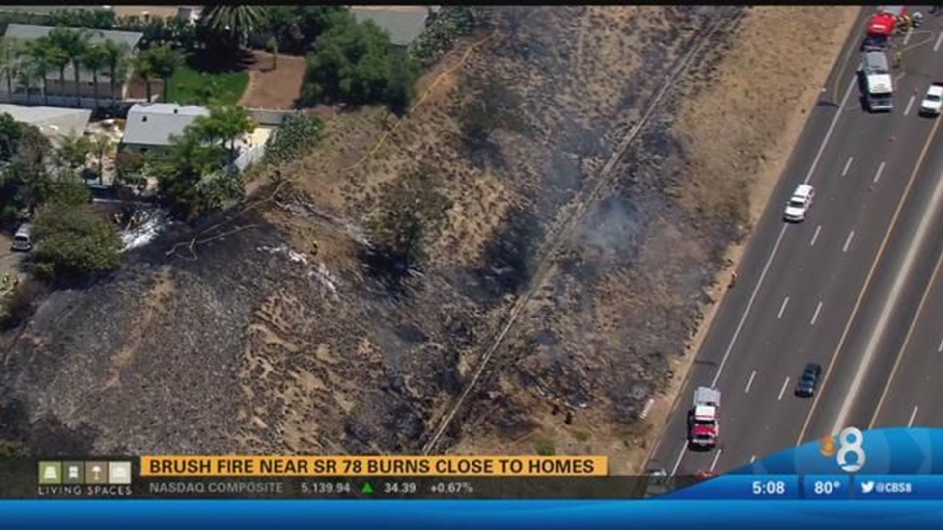 Brush fire burns close to SR-78 in San Marcos | cbs8.com