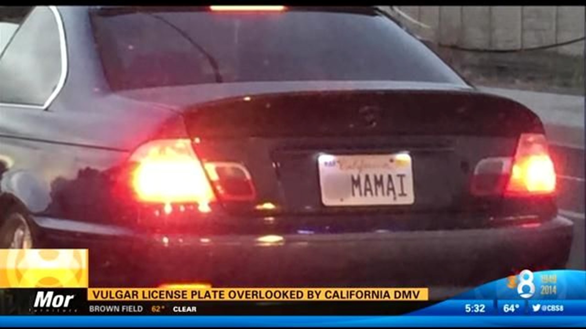 Vulgar license plate overlooked by California DMV | cbs8.com