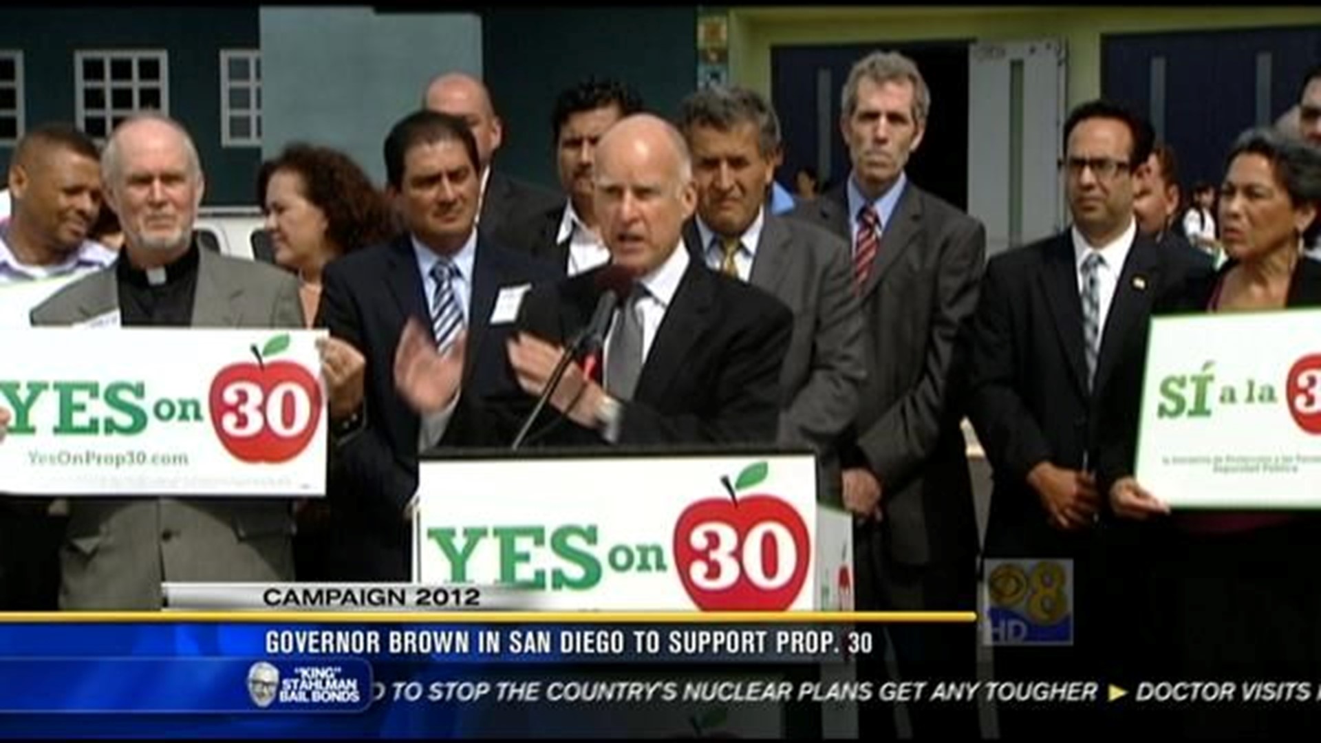 Governor Brown in San Diego to support Prop 30 | cbs8.com