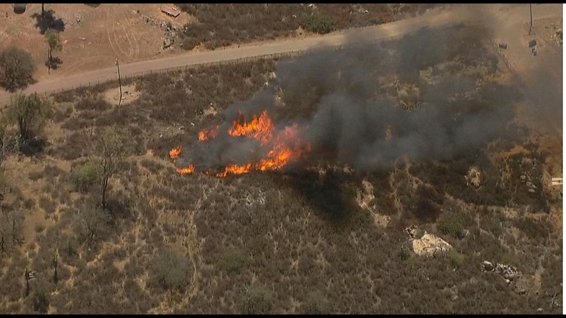 Fire crews make progress on vegetation fire burning east of Ramona in ...