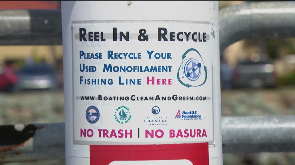 San Diego woman aims to trash leftover fishing line on OB Pier | cbs8.com