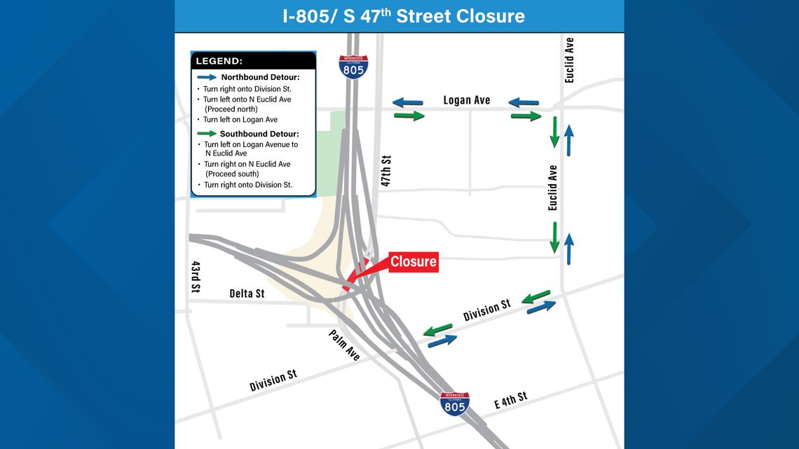 Caltrans to close 47th Street for I-805 bridge repair | cbs8.com