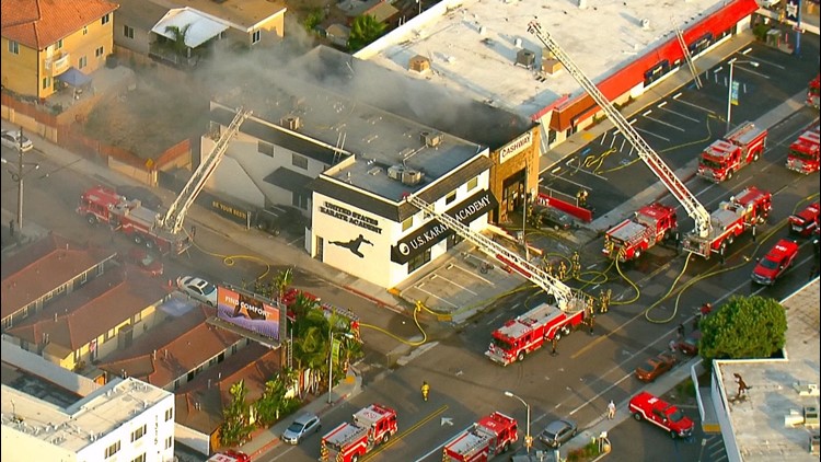 Fire engulfs commercial building on Morena Blvd. | cbs8.com