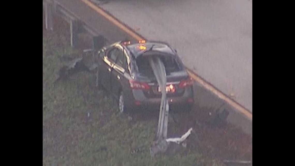 Driver lucky to be alive after car impaled by guardrail | cbs8.com