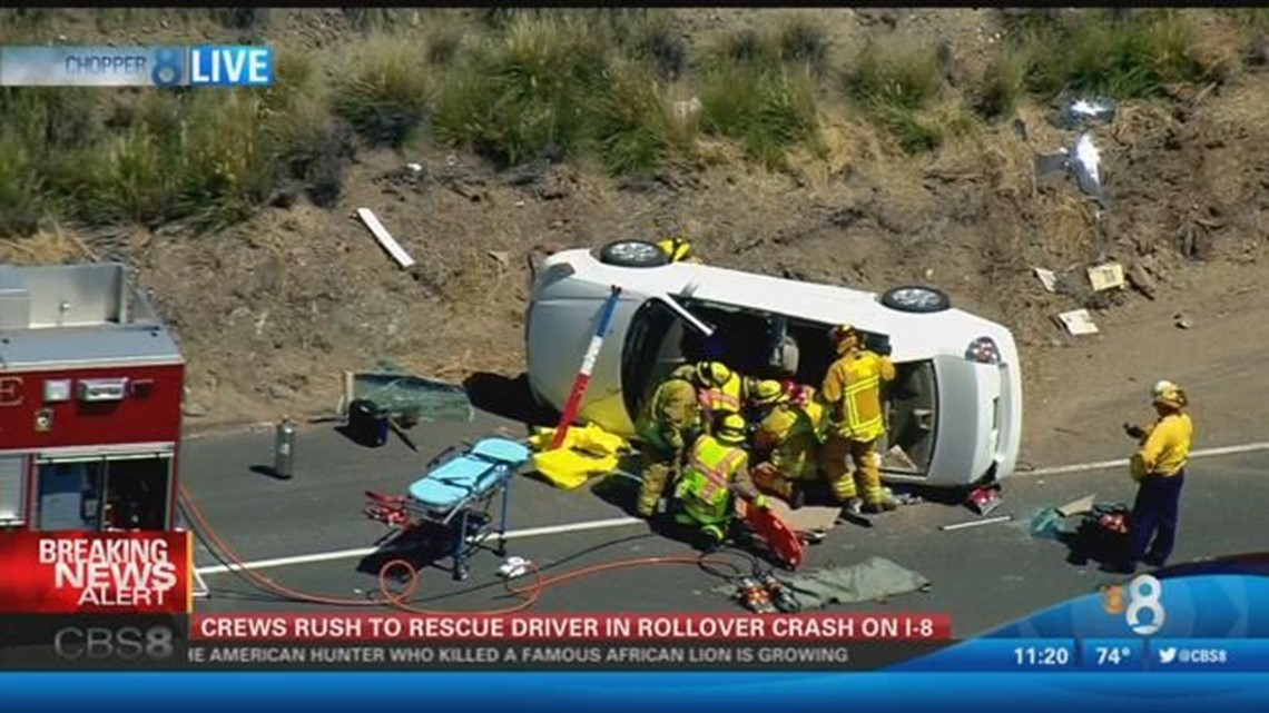 Driver rescued after rollover crash on I-8 | cbs8.com