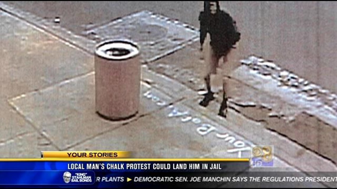 Local man's chalk protest could land him in jail | cbs8.com